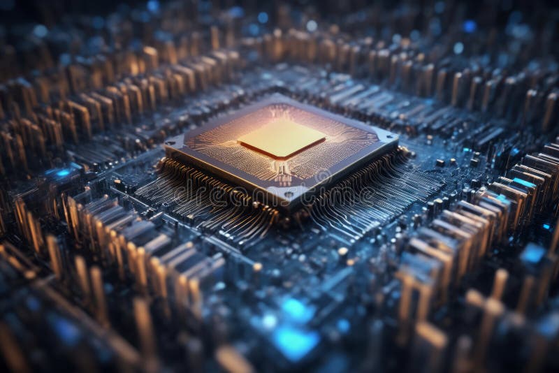 Quantum Computing. CPU, Close Up of Central Processing Unit and ...