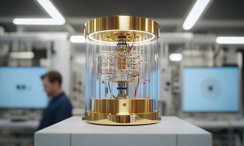 Quantum Computing Cylinder with Dynamic Lights Stock Image - Image of ...