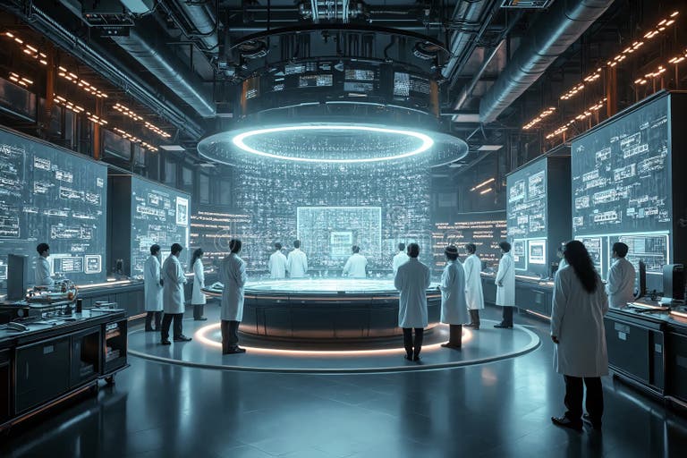 Quantum Computing Data Center for Medical Research Stock Illustration ...