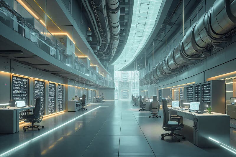 Quantum Computing Data Center for Scientific Research Stock Illustration - Illustration of ...