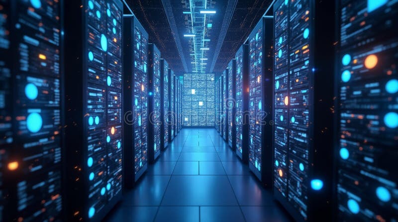 Quantum Computing Datacenter with Flashing Lights and Network Activity Stock Photo - Image of ...