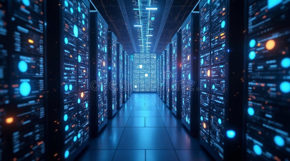 Quantum Computing Datacenter with Flashing Lights and Network Activity Stock Photo - Image of ...