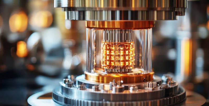 Quantum Computing Hardware Showing Qubit Architecture And Superposition Generative Ai Stock