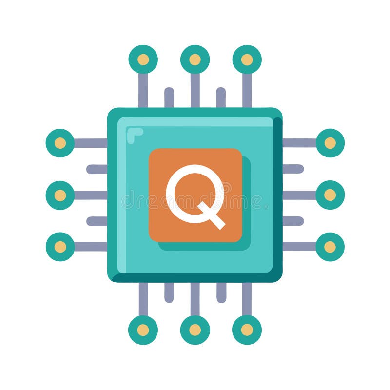 Quantum Computing Icon: Central Processing Unit with the Letter Q Stock ...