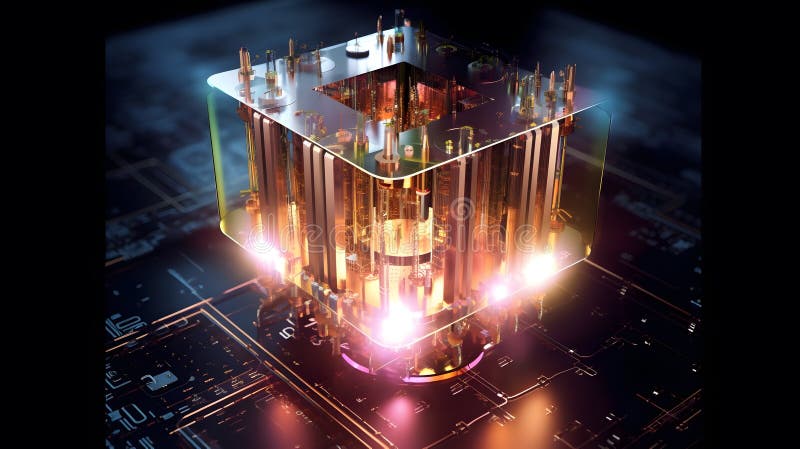 Quantum Computing Illustration Glowing Connections, Generative Ai Stock ...