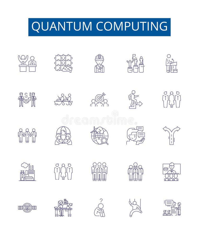 Quantum Computing Line Icons Signs Set. Design Collection of Quantum ...
