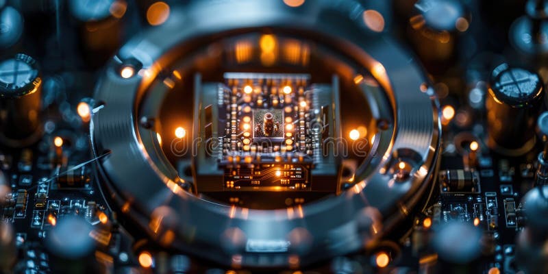 Quantum Computing Machine with Glowing Neon Lights. Digital Artwork ...