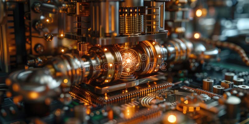 Quantum Computing Machine with Glowing Neon Lights. Digital Artwork ...