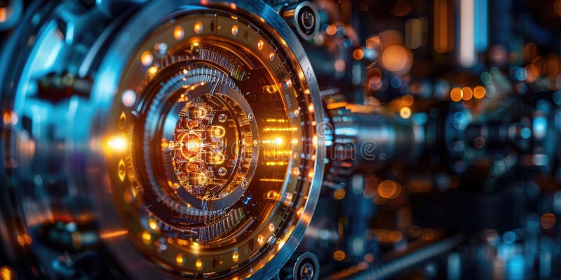 Quantum Computing Machine with Glowing Neon Lights. Digital Artwork ...