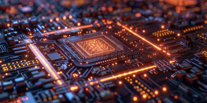 Quantum Computing Machine with Glowing Neon Lights. Digital Artwork ...