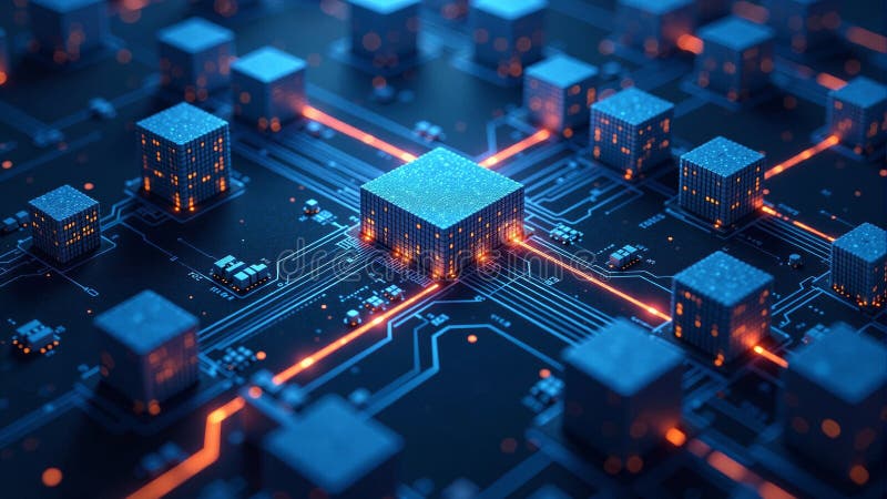 Quantum Computing Microchip with Futuristic Design Stock Illustration ...