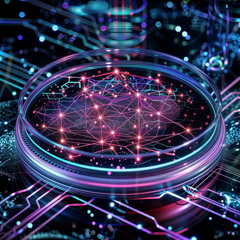 Quantum Computing Network with Intricate Glowing Nodes, Generative Ai Stock Illustration ...