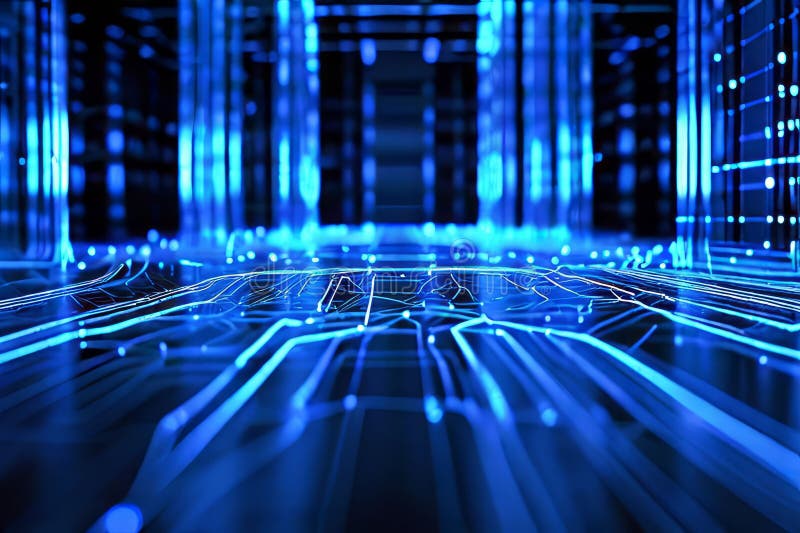 Quantum Computing Network Quantum Particles and Nodes Connected Stock ...