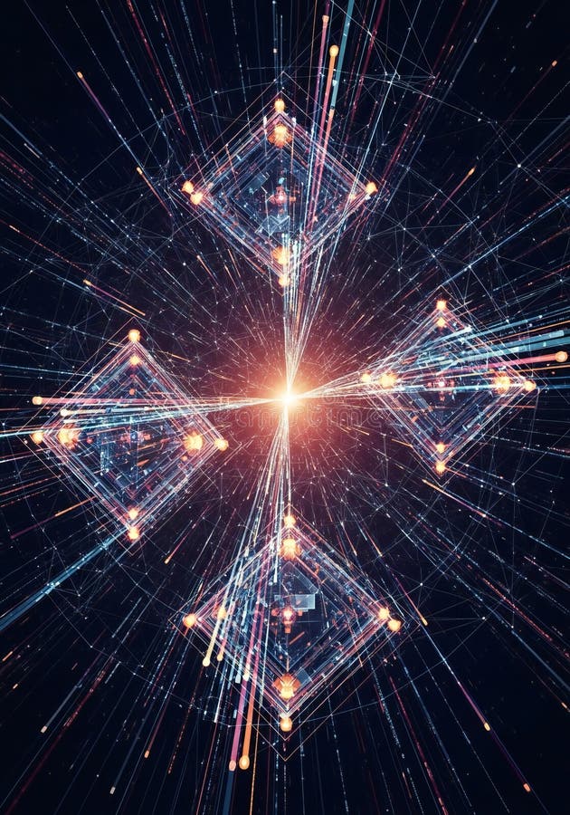 Quantum computing network. stock image. Image of graphic - 388966161