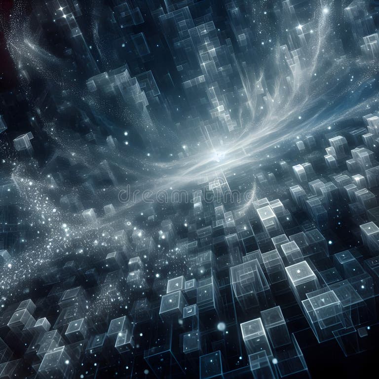 Quantum Computing Processing Data in Cyberspace Creating Digital Information Fields Stock ...