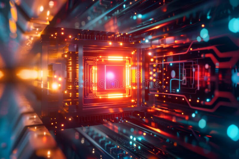 Quantum Computing Processor in Advanced Laboratory Setting Stock Illustration - Illustration of ...