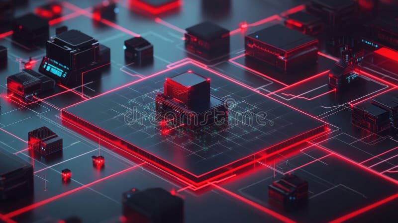 Quantum Computing Processor Managing Data Flow In Futuristic