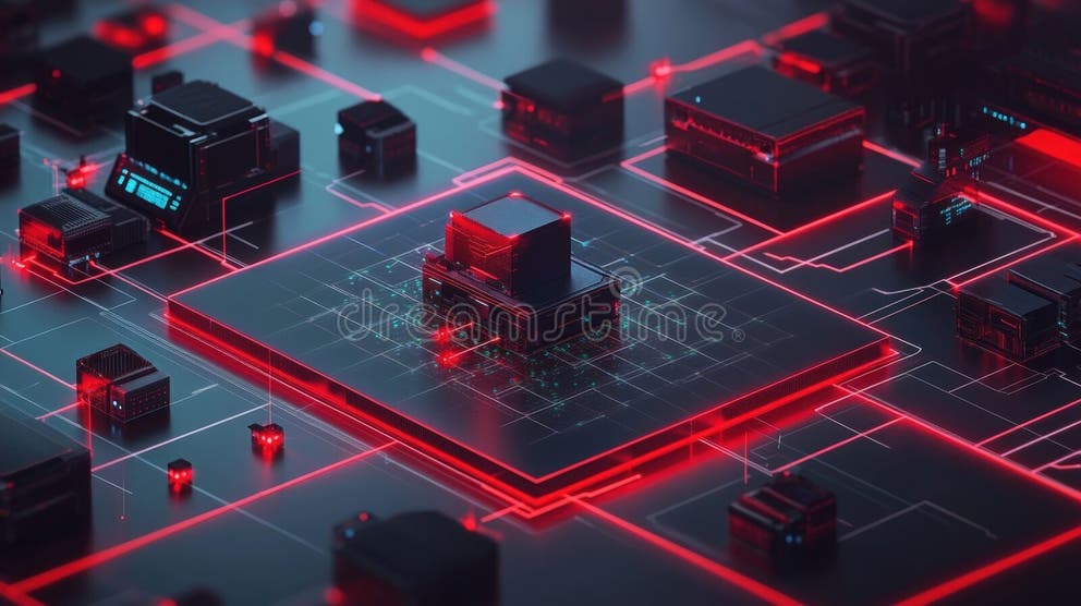 Quantum Computing Processor Managing Data Flow In Futuristic