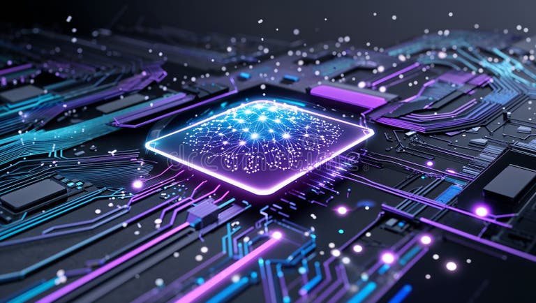 Quantum Computing Processor Performing Complex Calculations with Artificial Intelligence Stock ...