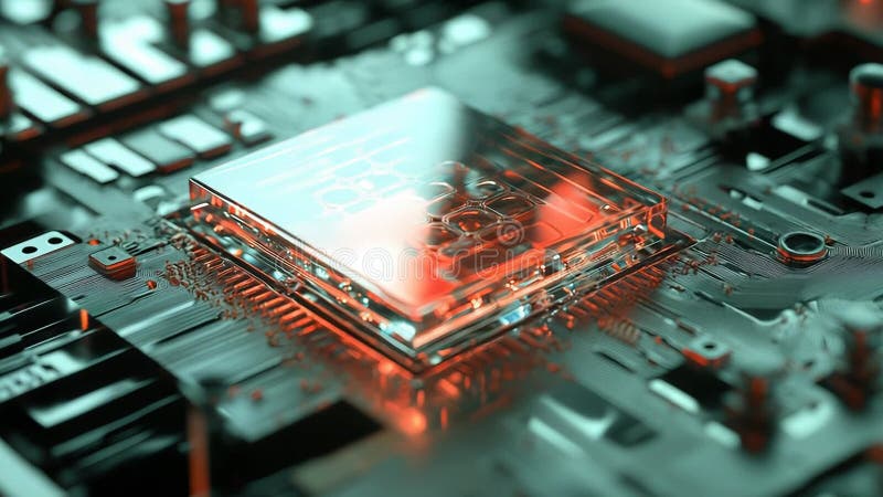 Quantum Computing Processor Sending Data through Circuit Board Stock ...