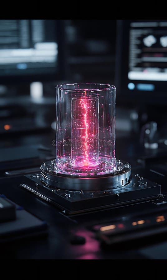 Quantum Computing Research Setup with Neon Lighting Stock Image - Image ...
