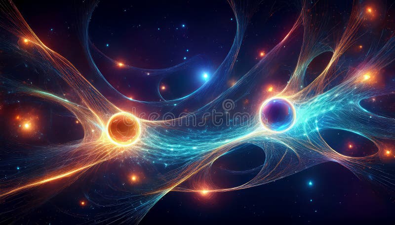 Quantum Computing Showing Entangled Qubits or Particles in Space Stock ...