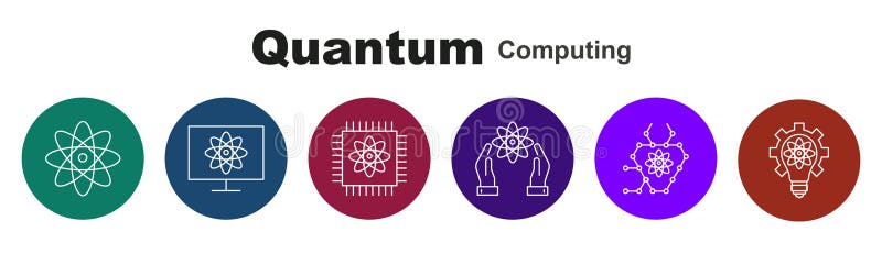 Quantum Computing Single Stroke Icon Sets Stock Illustration ...