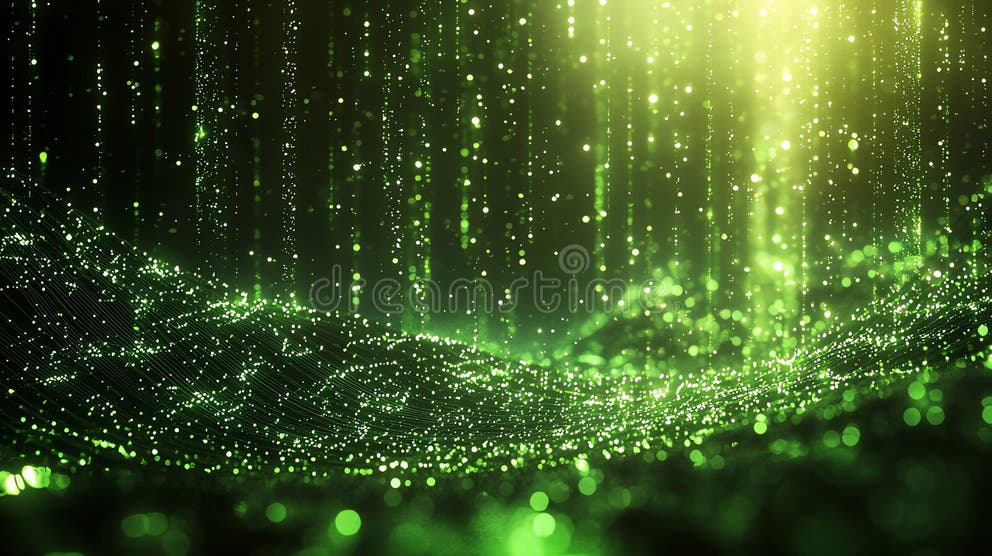Quantum Computing Visualization Green Matrix Stock Illustration ...