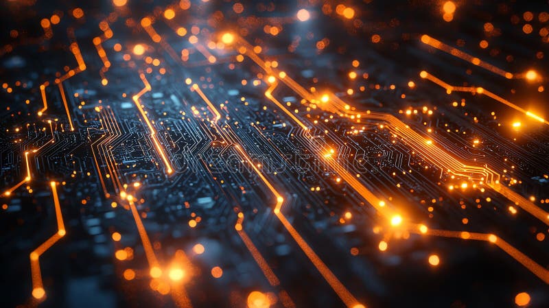 Quantum Computing Visualization Orange and Amber Network Stock Image ...