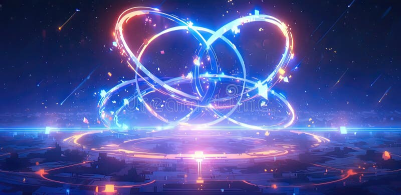 Quantum Correlation in Particle Physics. 3D Illustration of Quantum ...