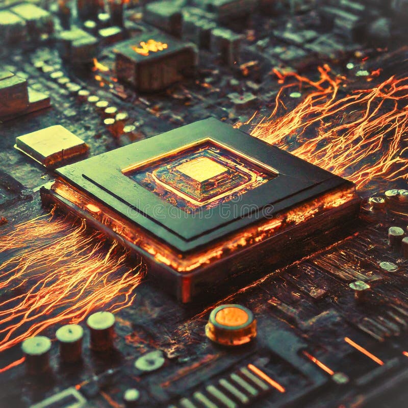 Quantum CPU on PCB Motherboard. Generated by AI. Stock Image - Image of ...