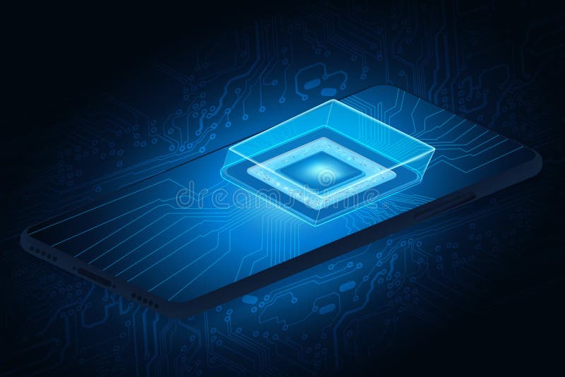 Quantum CPU of Phone. Microchip, Smd Electronic Components of Mobile ...