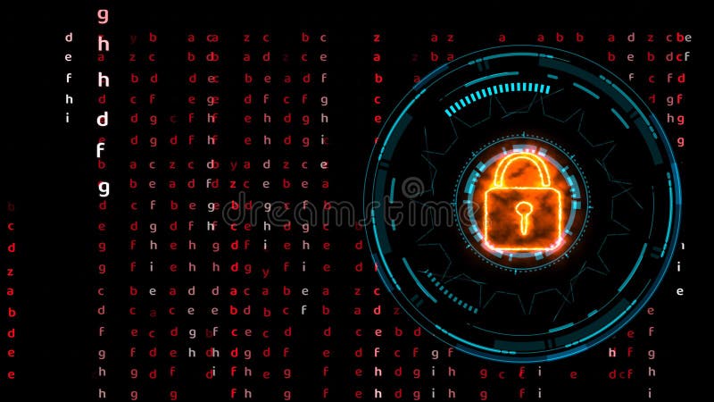 Quantum Cryptography Security Technology Lock Hexagon Wire and Matrix ...