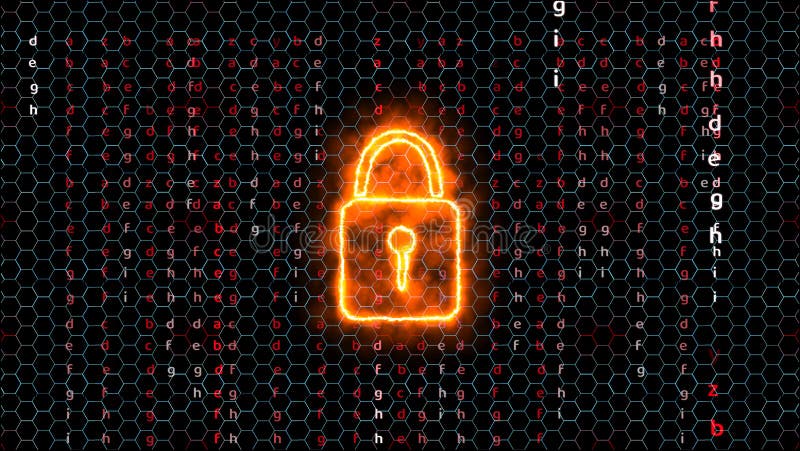 Quantum Cryptography Security Technology Lock Blue Hexagon Wire Matrix ...