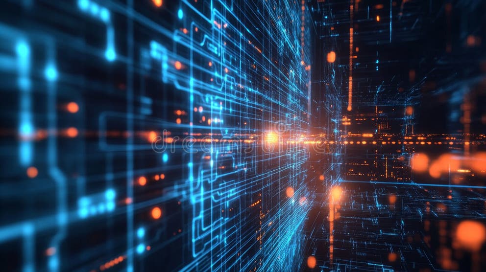 Quantum Cryptography Visualization with Glowing Circuit Patterns Stock Illustration ...