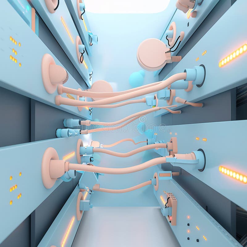 Quantum Data Center, Cables and Lights in Motion, Overhead Angle, Vivid ... Quantum Data Center, Cables and Lights in Motion, Overhead Angle, Vivid ...
