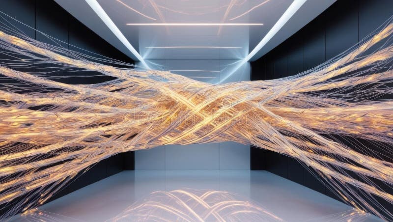 Quantum Data Flow, Fiber Optic Threads Create Abstract Glowing Patterns ...