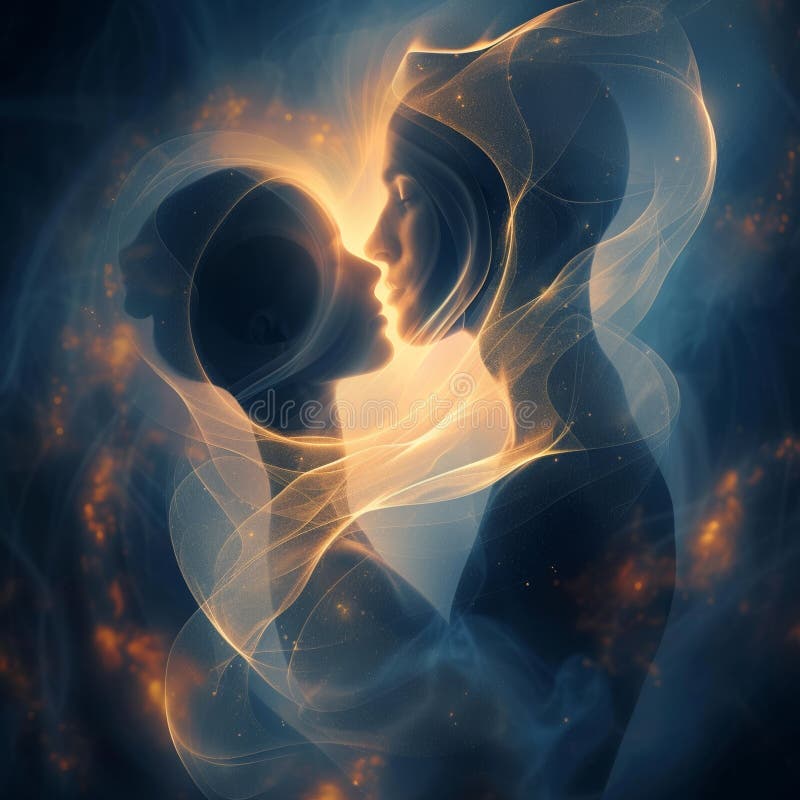 Quantum Entanglement Presented As a Love Story Stock Illustration ...
