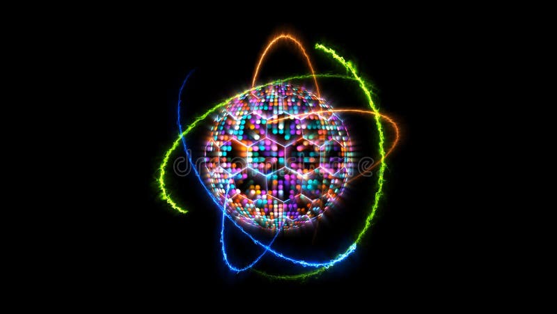 Quantum Futuristic Computer Animation Abstract Pastel Tone Light Sphere ...