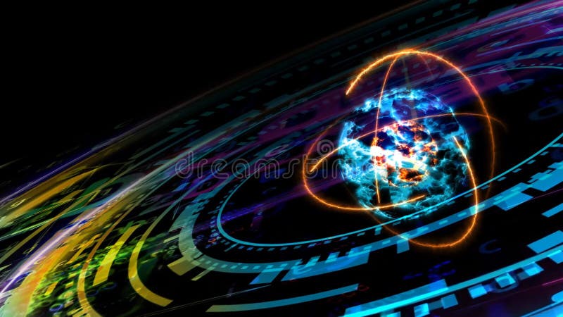 Quantum Futuristic Technology Computer with Digital Ring Hexagon and ...