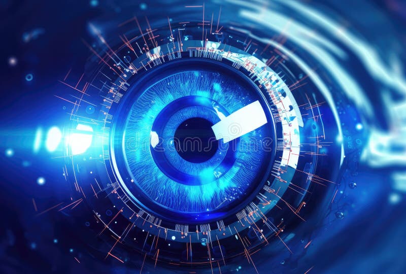 Quantum Interface: Futuristic Blue Eye Connected by Molecular ...