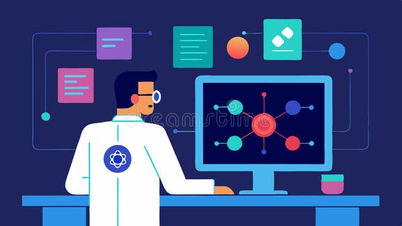 Quantum Lab Interface an Illustration of a Scientist at a Futuristic ...