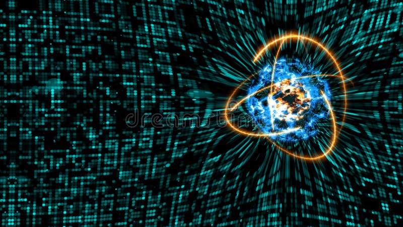 Quantum Light Blue Core and Futuristic Computer Animation Abstract ...