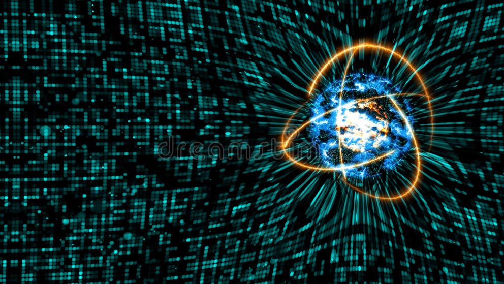 Quantum Light Blue Core and Futuristic Computer Animation Abstract ...