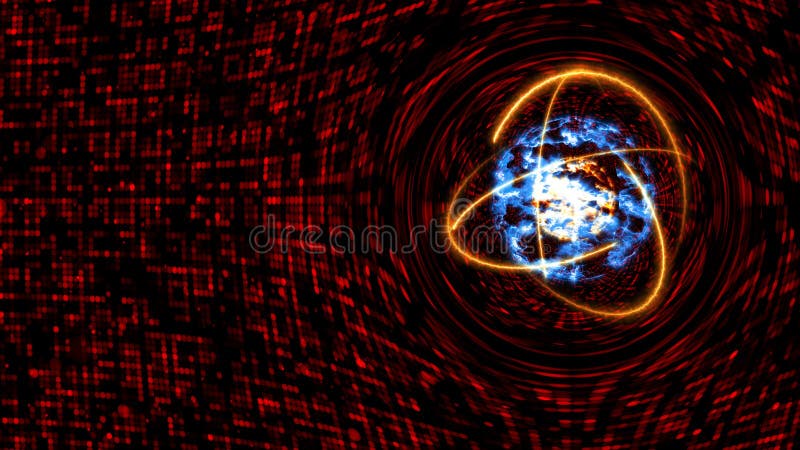 Quantum Light Red Core and Futuristic Computer Animation Abstract ...
