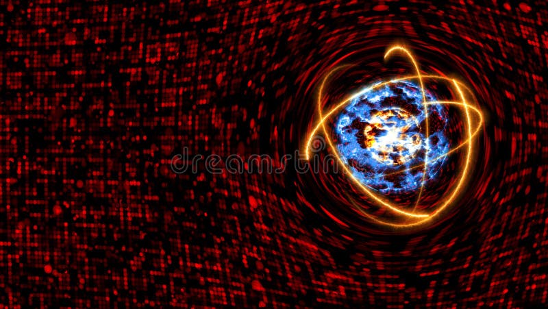 Quantum Light Red Core and Futuristic Computer Animation Stock ...