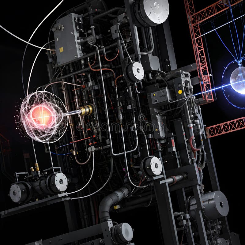 A Quantum Machine with Many Wires and Lights. Stock Illustration ...