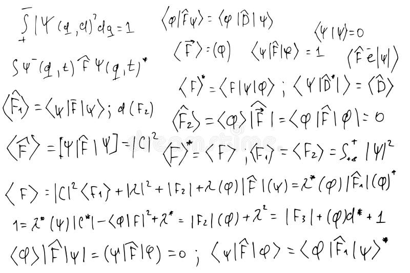 Quantum Mechanics. Scientific Formulas and Expressions. Written by Hand ...