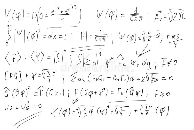Quantum Mechanics. Scientific Formulas and Expressions. Written by Hand ...