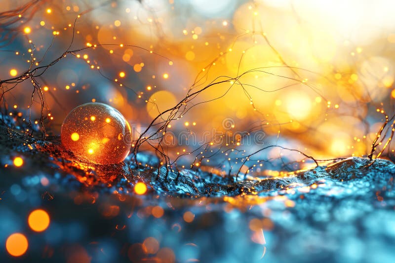 Quantum Mechanics, Scientific Technology. the Orange Blue Concept Emits ...